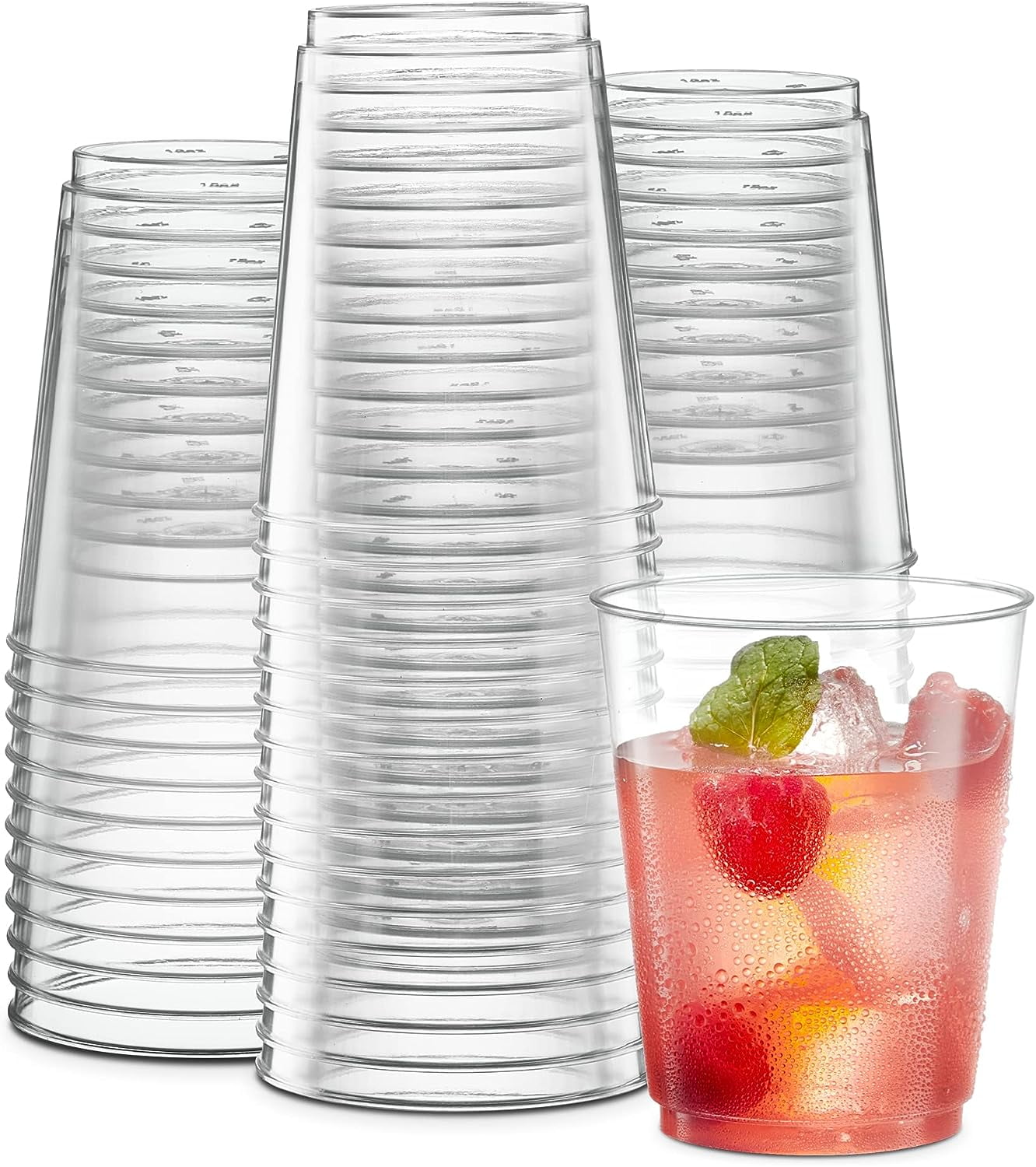 PLASTICPRO 10 Oz Disposable Cups Plastic Tumblers Party Cups Clear, 100 ...