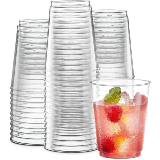 PLASTICPRO 10 Oz Disposable Cups Plastic Tumblers Party Cups Clear, 50 ...