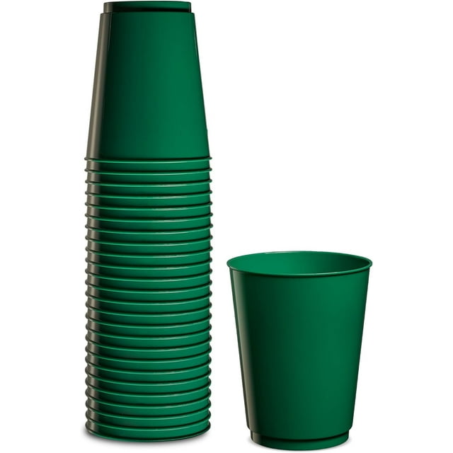 PLASTICPRO 10 Oz Disposable Cups Plastic Tumblers Party Cups Green, 50 ...