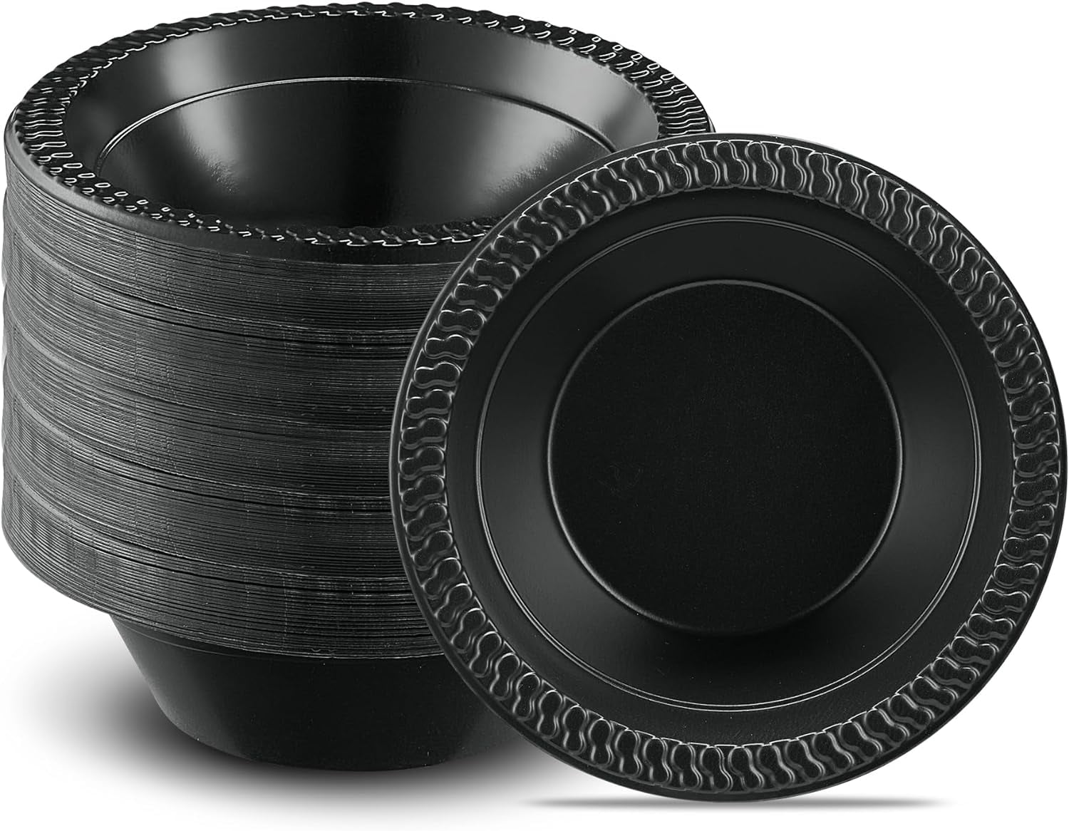 PLASTICPRO 12 Oz Black Plastic Bowls, Disposable Microwavable Serving ...