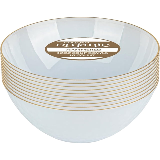 PLASTICPRO 12 Oz Hammered Plastic Bowls Disposable Soup Bowls ...