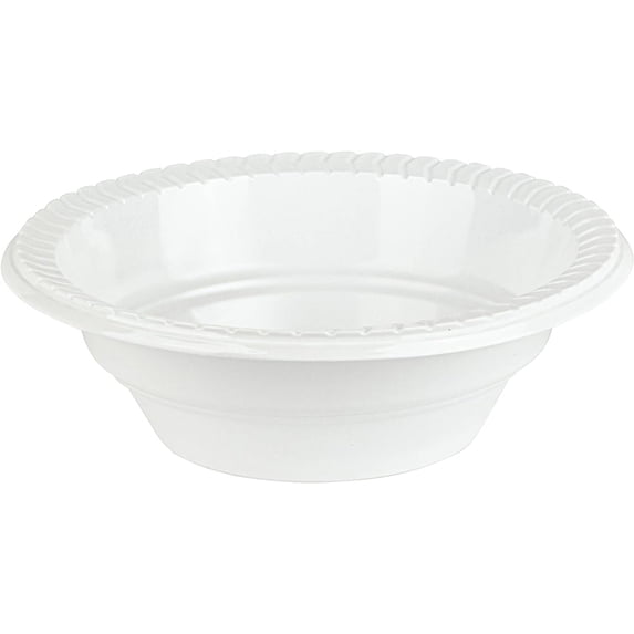PLASTICPRO 12 Oz White Round Plastic Bowls, Disposable Microwavable ...