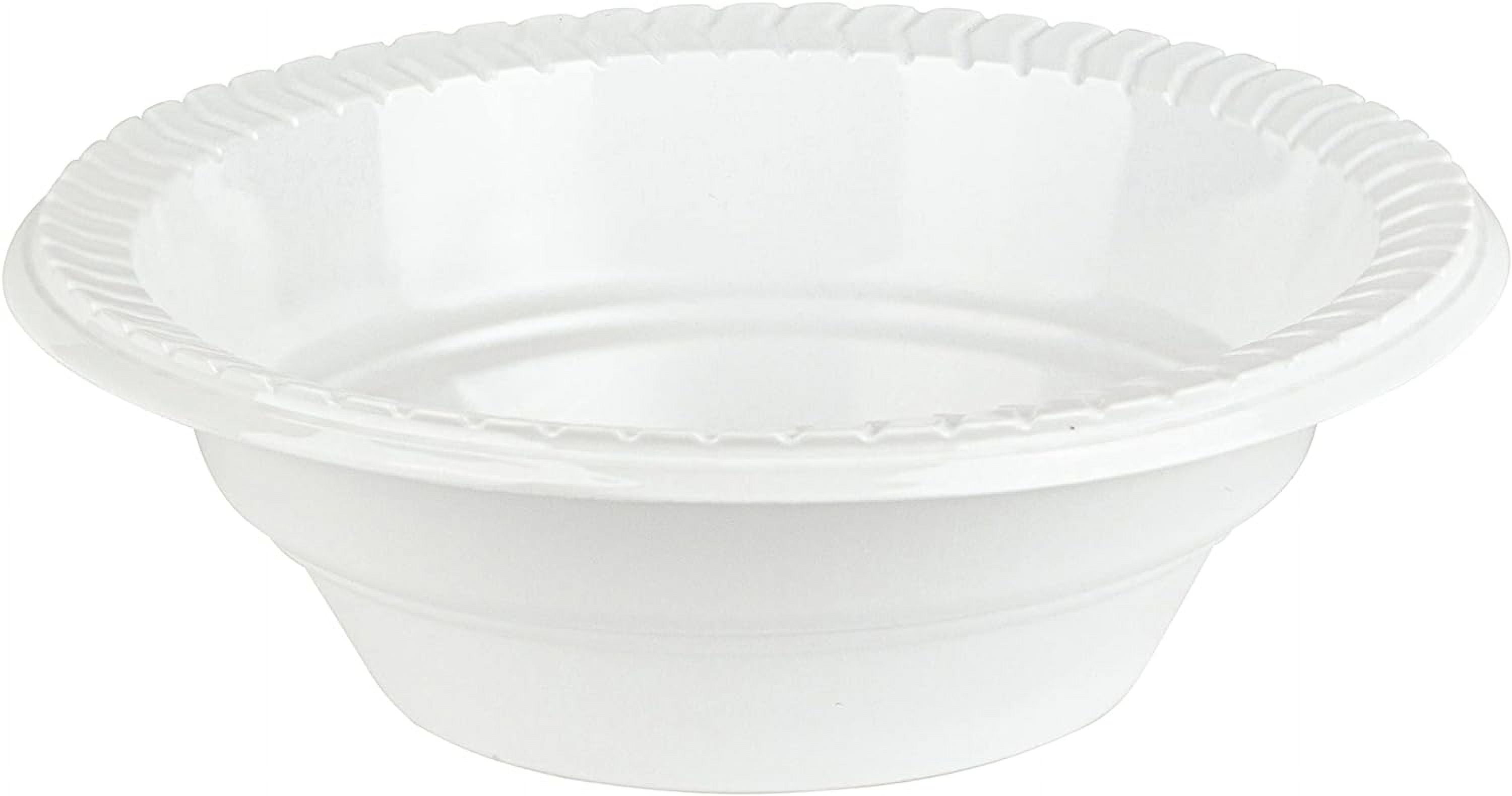 PLASTICPRO 12 Oz White Plastic Bowls Round Disposable Microwavable ...