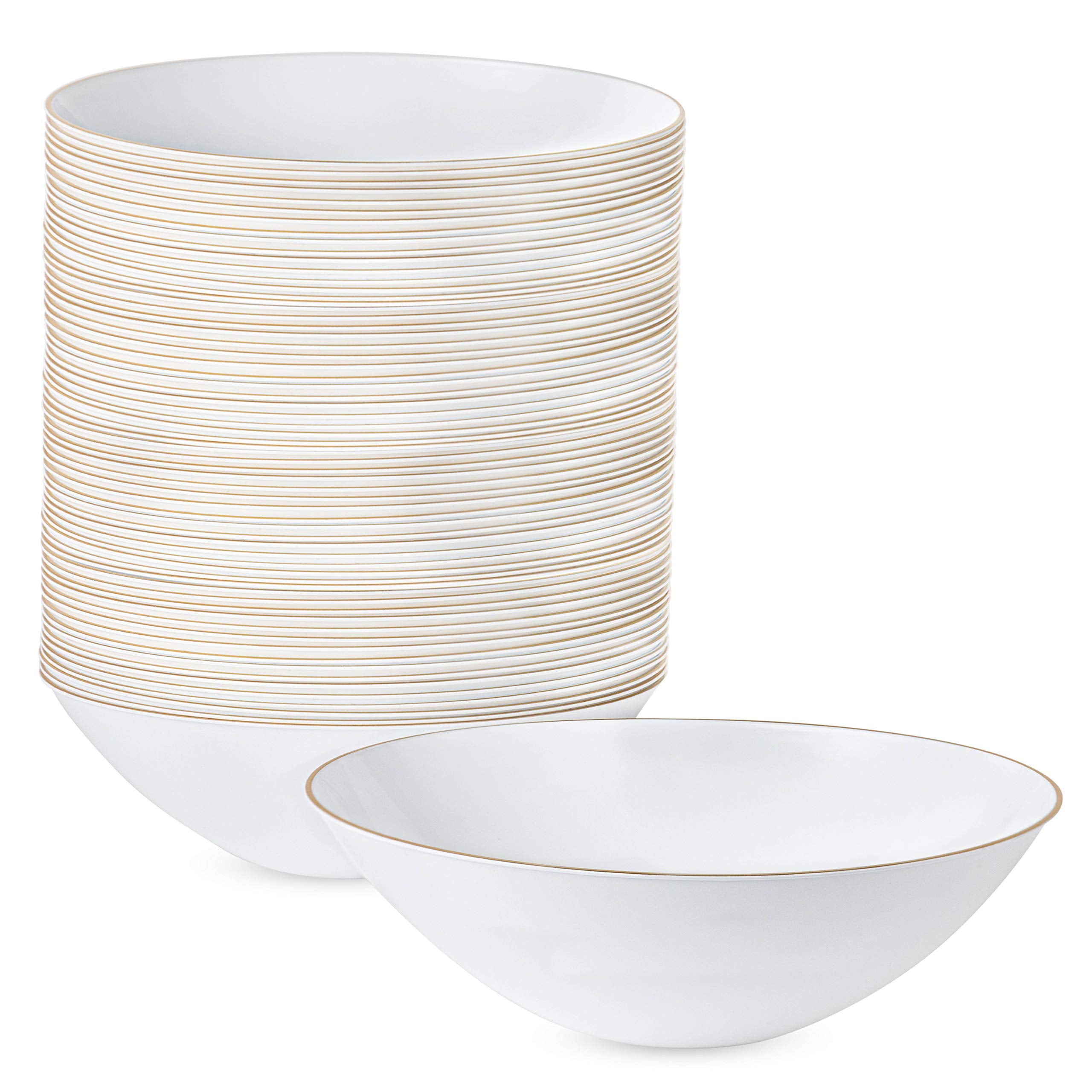 PLASTICPRO [16 OZ 40 TSF6 Count] White Plastic Floral Design Party Soup ...