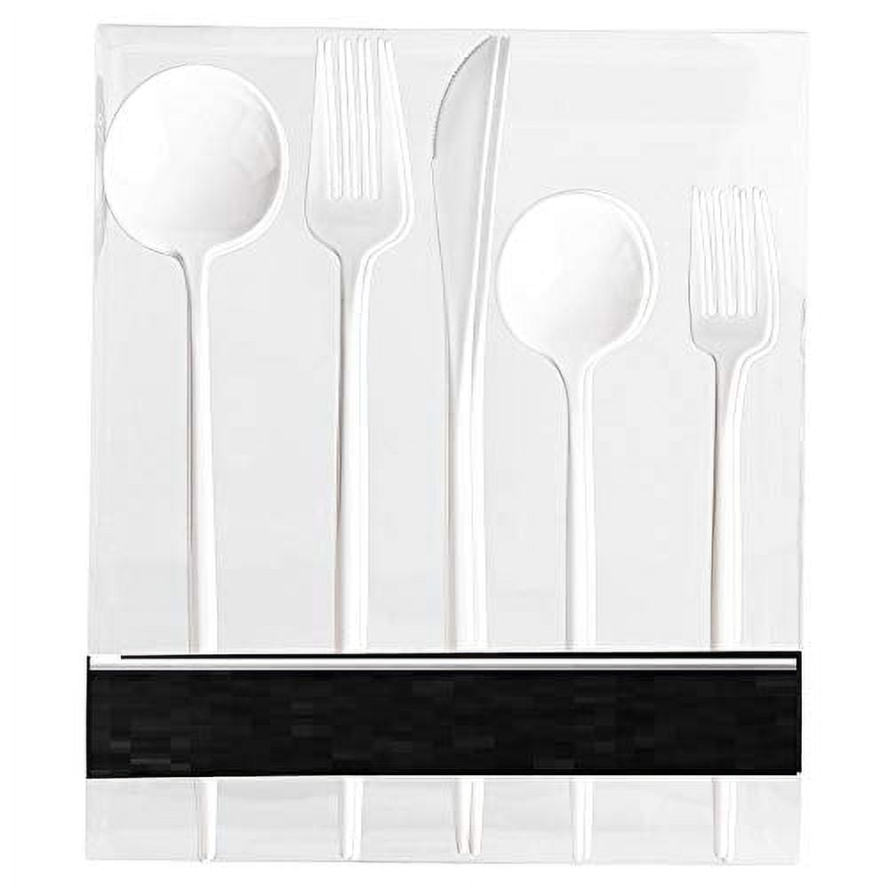 PLASTICPRO 40pc Disposable White Plastic Silverware Set with Spoons ...