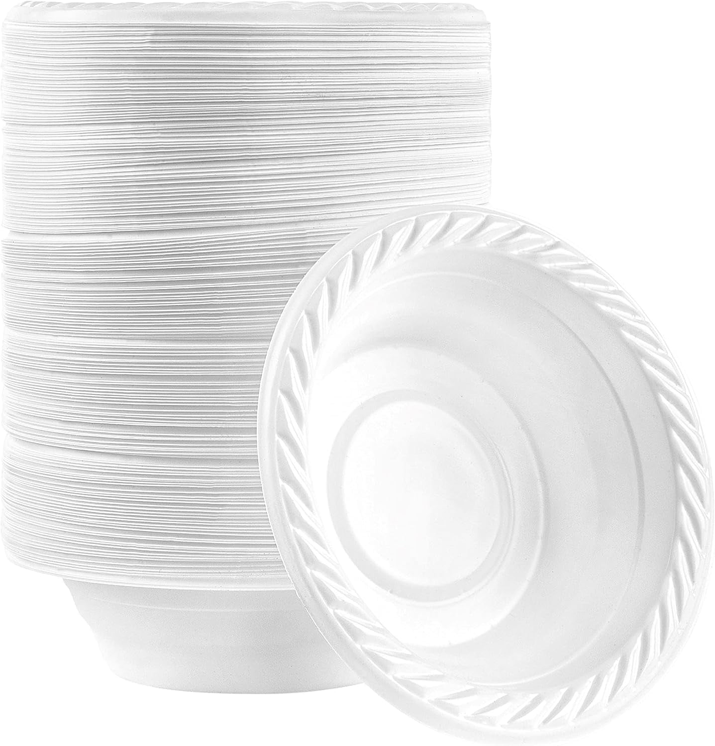 PLASTICPRO 5 Oz White Plastic Bowls, Round Disposable Microwavable ...