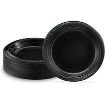 PLASTICPRO 6” Black Plastic Plates Lightweight Disposable Plates for ...
