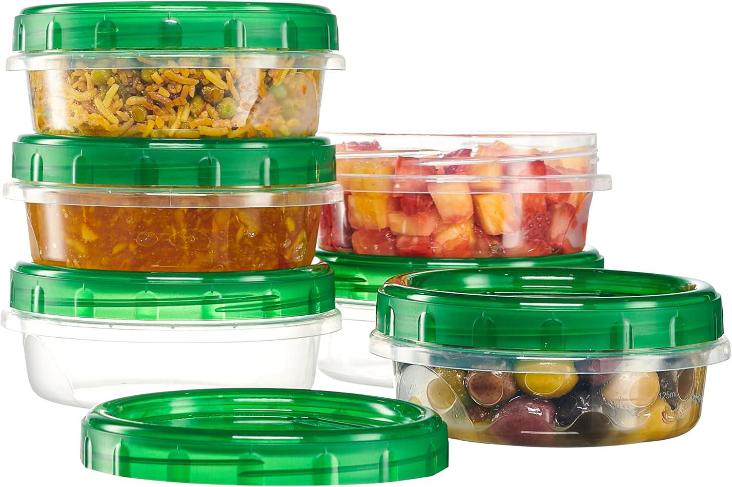 PLASTICPRO 6 Pack Twist Cap Food Storage Containers with Green Screw on ...