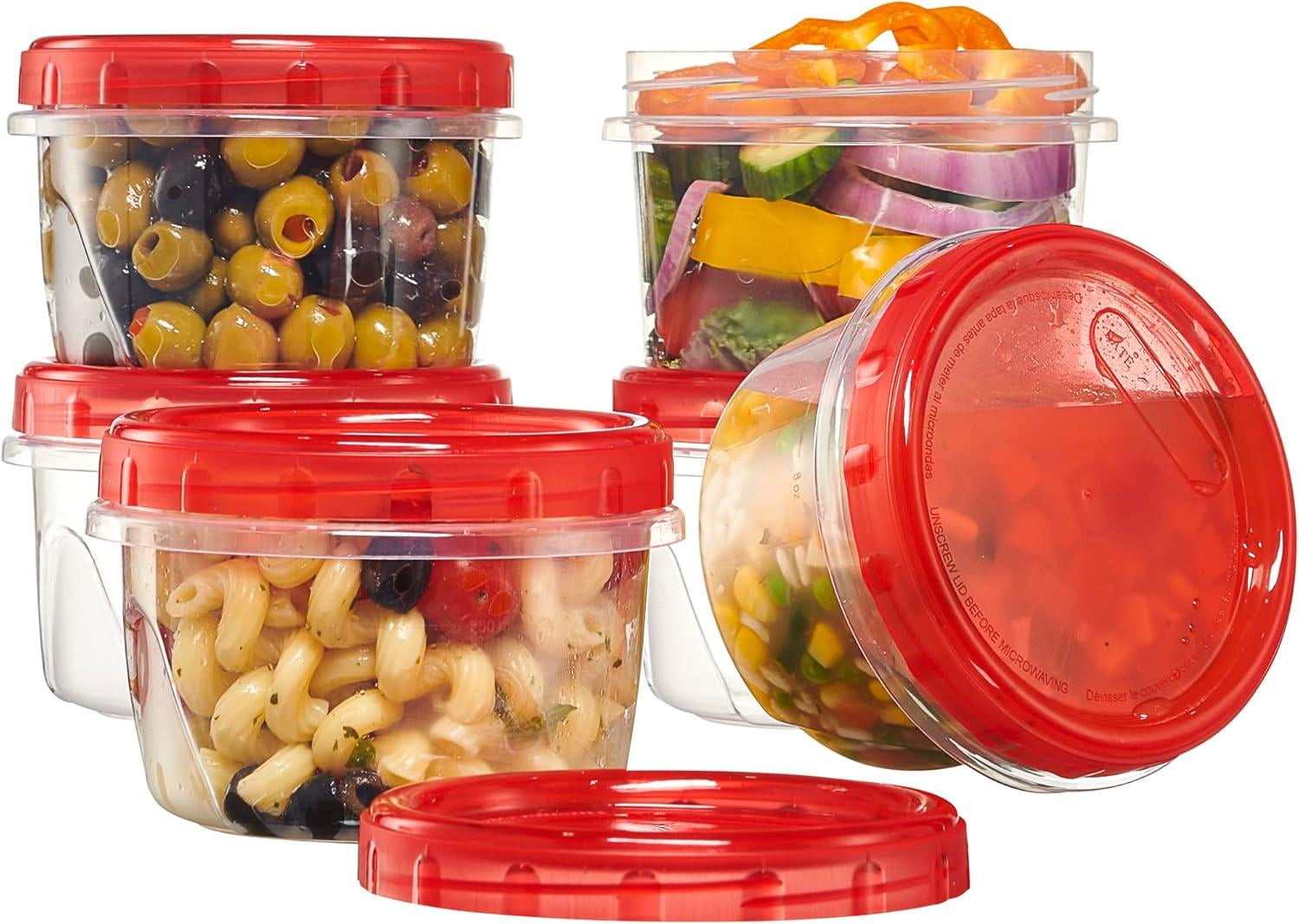 PLASTICPRO 6 Pack Twist Cap Food Storage Containers with Red Screw on ...