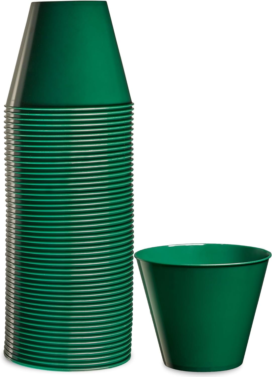PLASTICPRO Disposable Cups, 9 Oz Durable Plastic Tumblers, Green Party ...