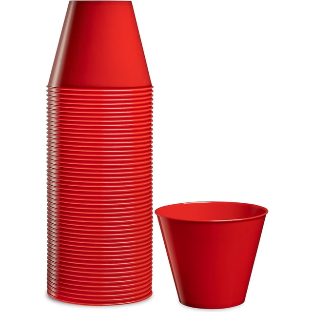 PLASTICPRO 9 Oz Disposable Cups Plastic Tumblers Party Cups Red, 100 ...