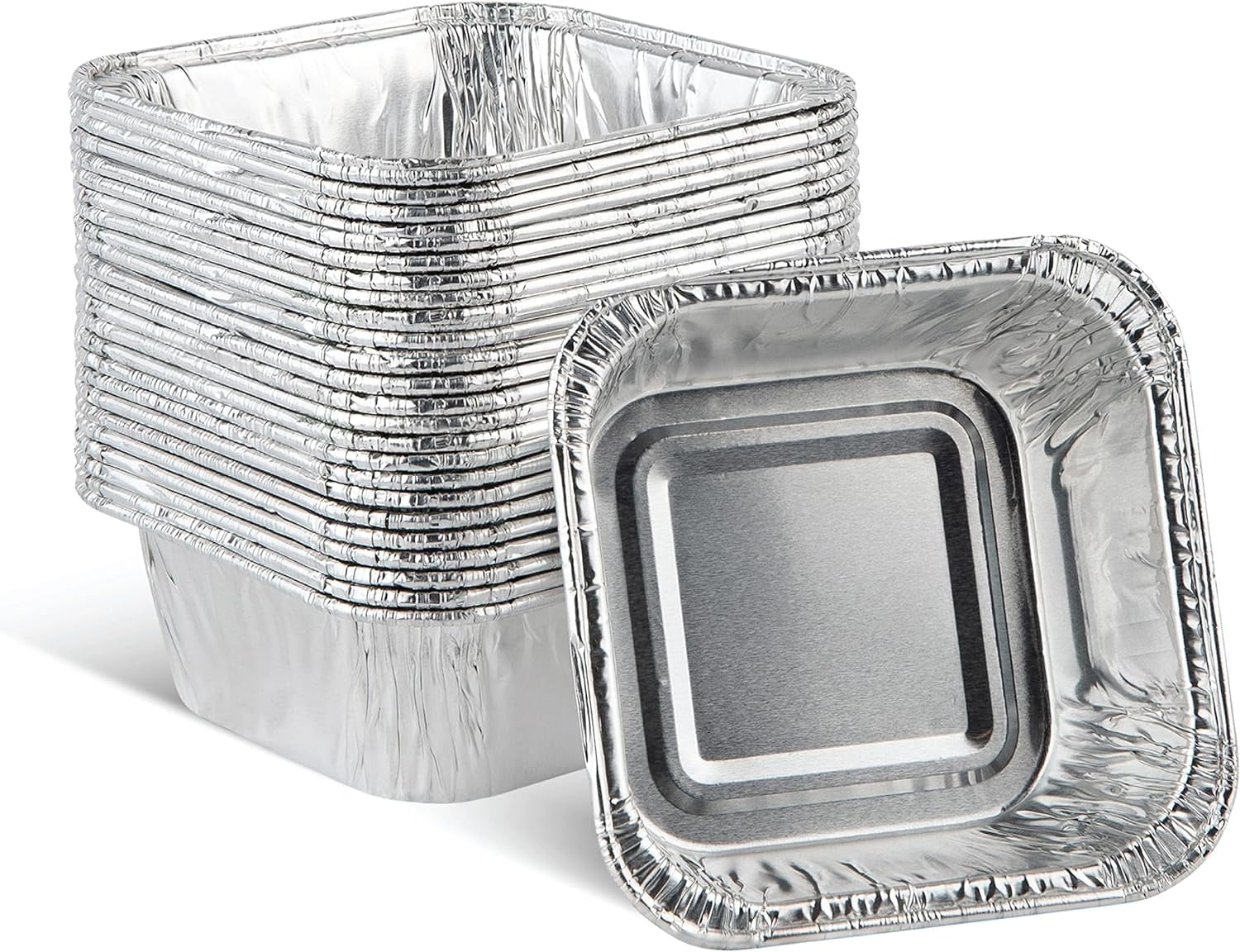PLASTICPRO Aluminum Foil Baking Pans 3" x 3" x 2" Square Tin Foil Cake ...