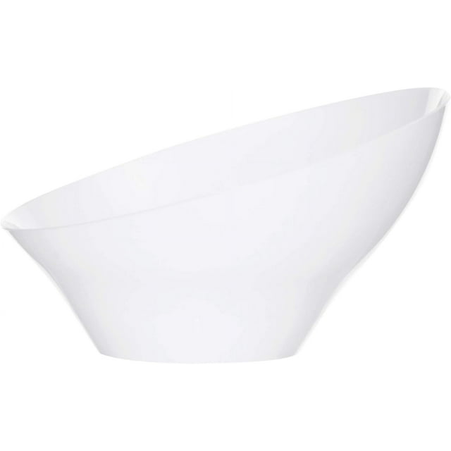PLASTICPRO Large Angled Plastic Serving Bowls, White Disposable Salad ...