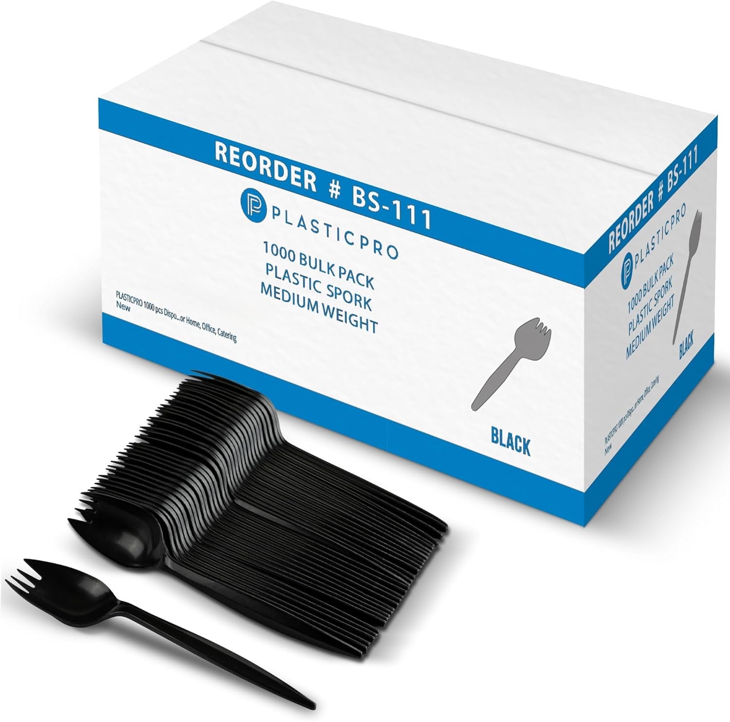 PLASTICPRO Black Plastic Silverware Sporks Disposable Plastic Utensils ...