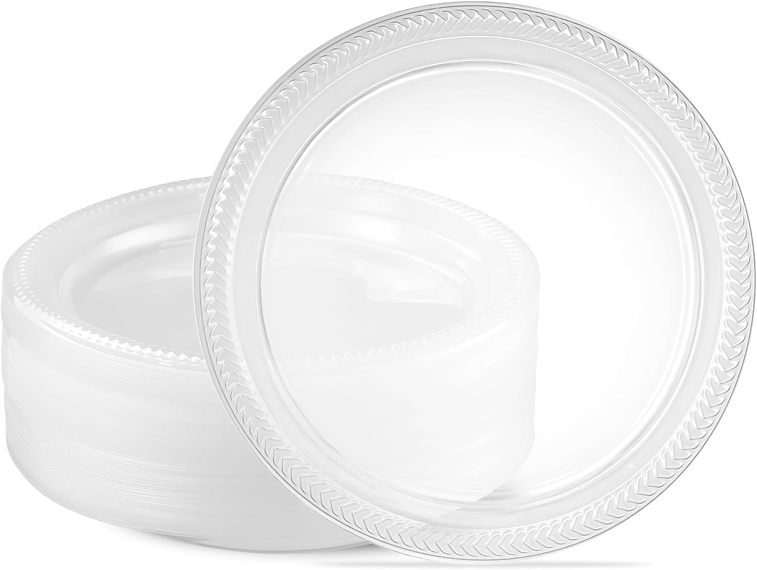 PLASTICPRO Clear Plastic Plates 9” Disposable Plates for Party, BBQ and ...
