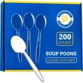 PLASTICPRO Clear Plastic Soup Spoons, Heavy Duty Disposable Silverware ...