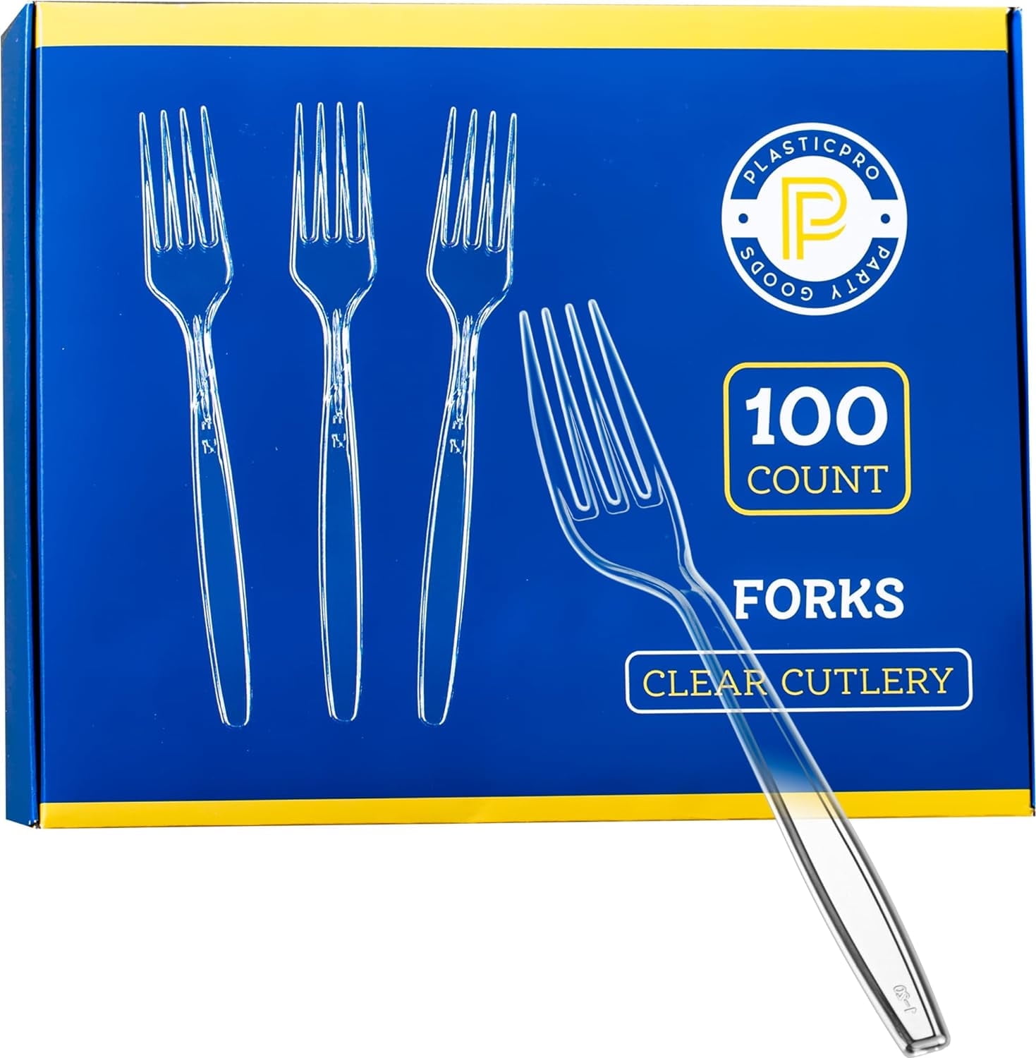 PLASTICPRO Disposable Plastic Forks Set of 100 Clear Silverware ...