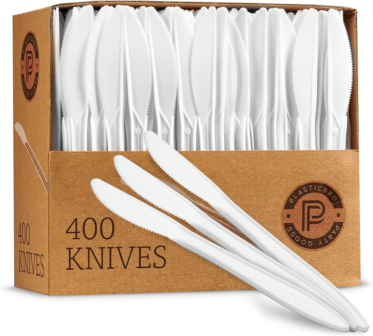 PLASTICPRO Disposable Plastic Knives Mediumweight Cutlery Utensils, 400 ...