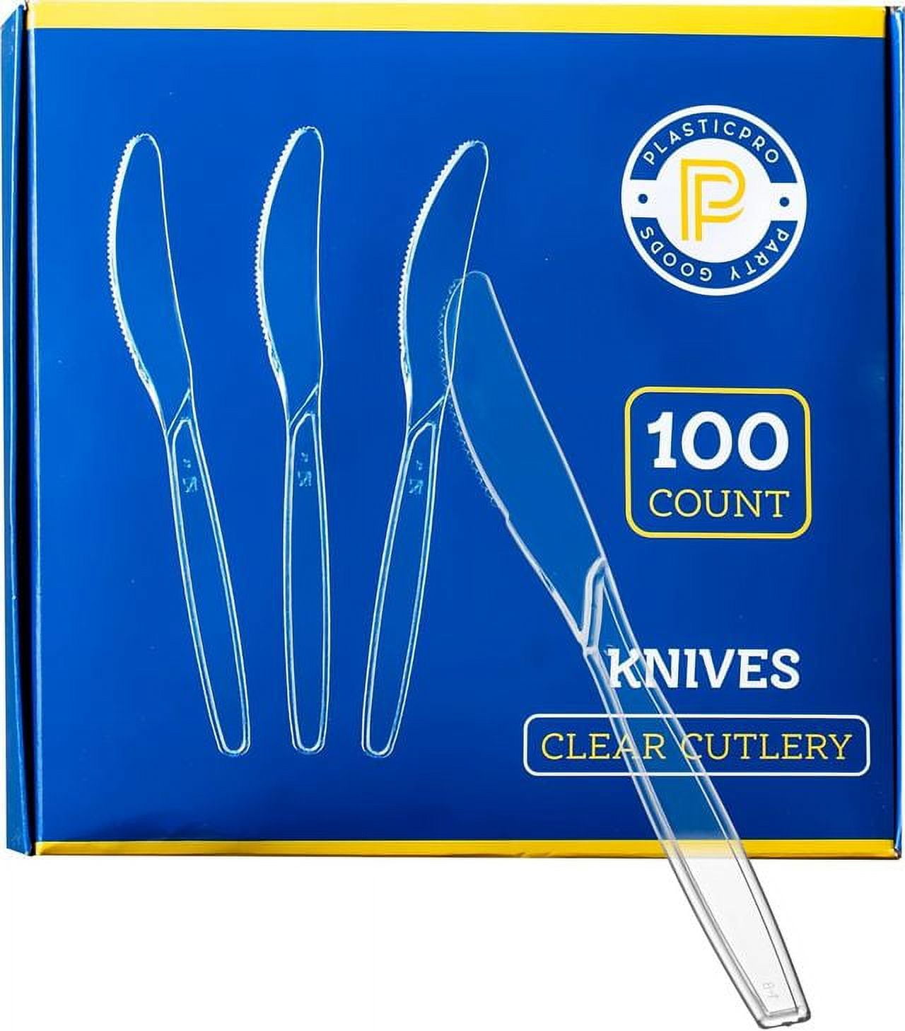 PLASTICPRO Heavy Duty Cutlery Knife, Disposable Clear Plasticware, Pack of 100 - Walmart.com