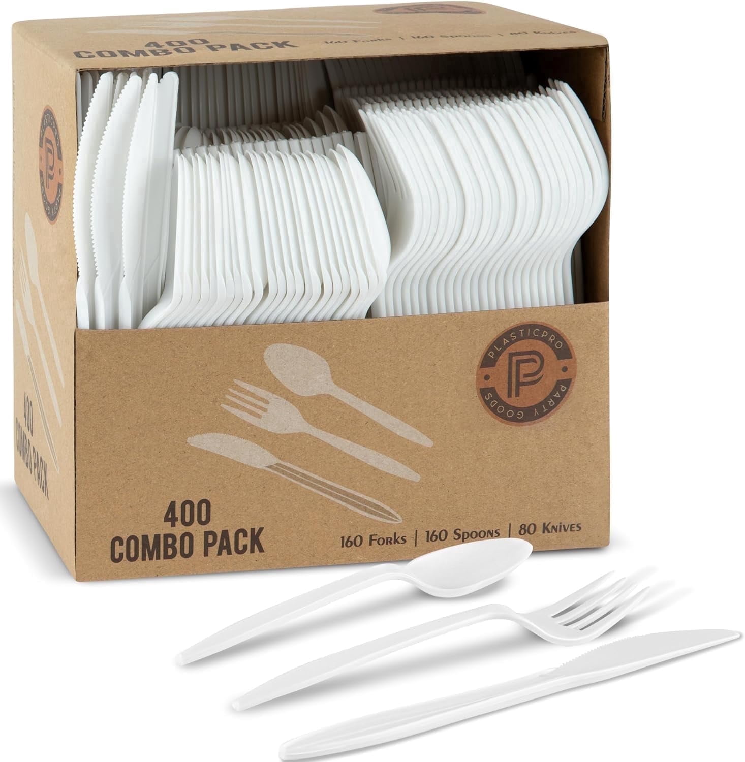 PLASTICPRO Plastic Silverware Kitchen Utensil Set Disposable Plastic ...