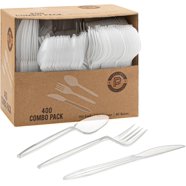 Walmart 180-Pack Disposable Silverware: Clear Plastic Cutlery Set for ...