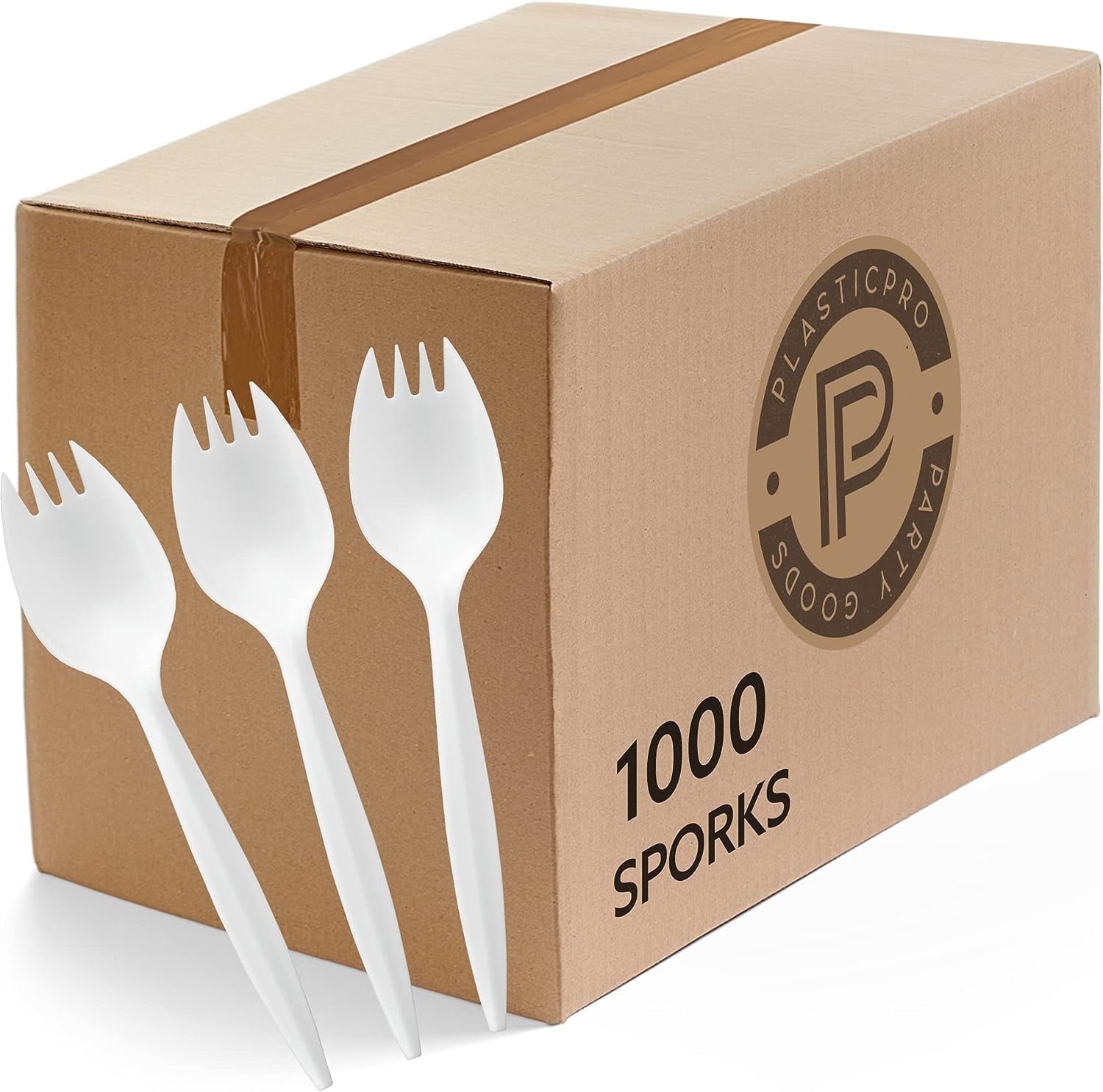 PLASTICPRO Plastic Sporks Disposable Silverware Medium Weight Cutlery ...
