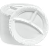 JAM Paper 3 Compartment Divided Plastic Plates, 20 per Pack, Yellow ...