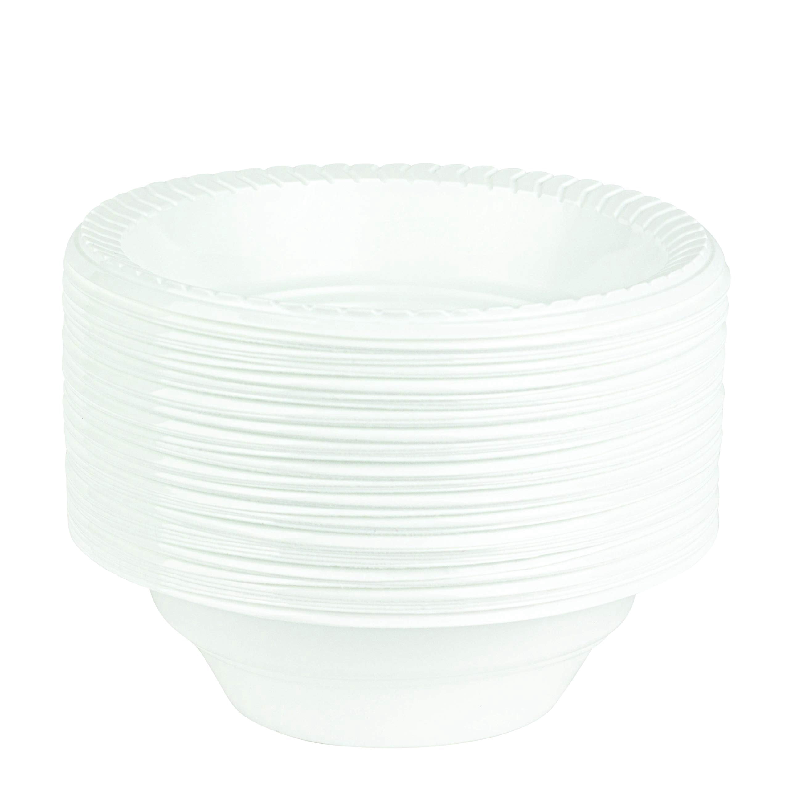 PLASTICPRO Round Plastic Bowls DEF29 Microwaveable, Disposable, White ...