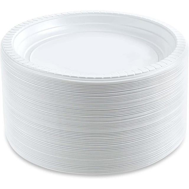 PLASTICPRO 6-inch Round Disposable Plastic Plates, Microwavable, BPA ...