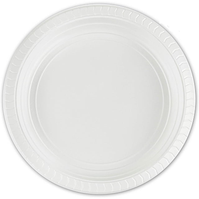 PLASTICPRO Round Plastic Plates Disposable and Microwavable Dinner ...