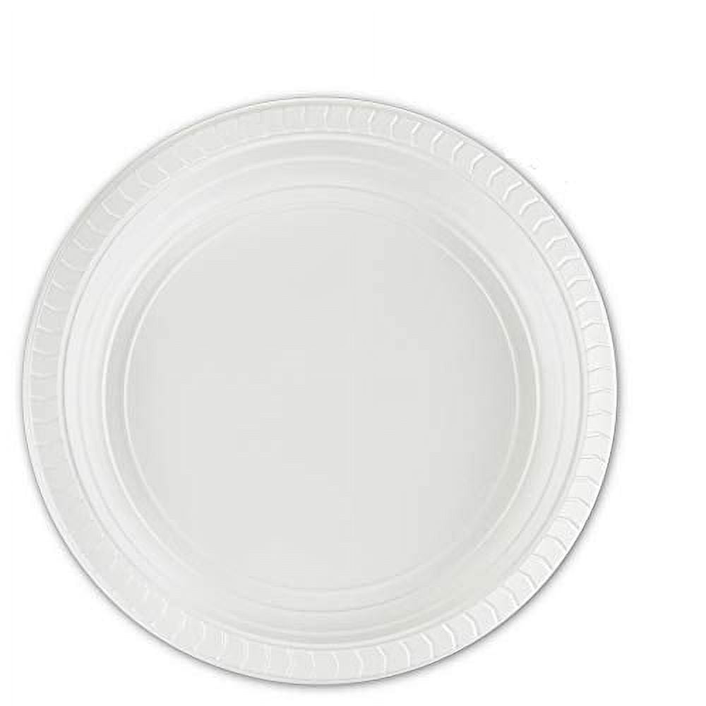 PLASTICPRO Round Plastic Plates Disposable and Microwavable Dinner ...