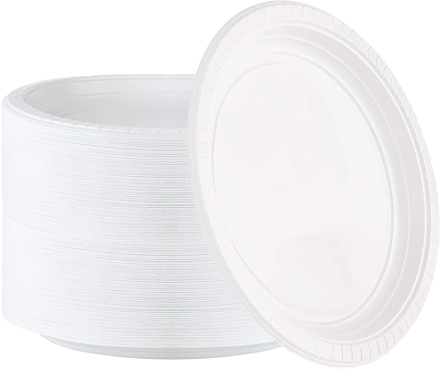 PLASTICPRO 9-inch Round Plastic Plates, Large Disposable Dinnerware for ...