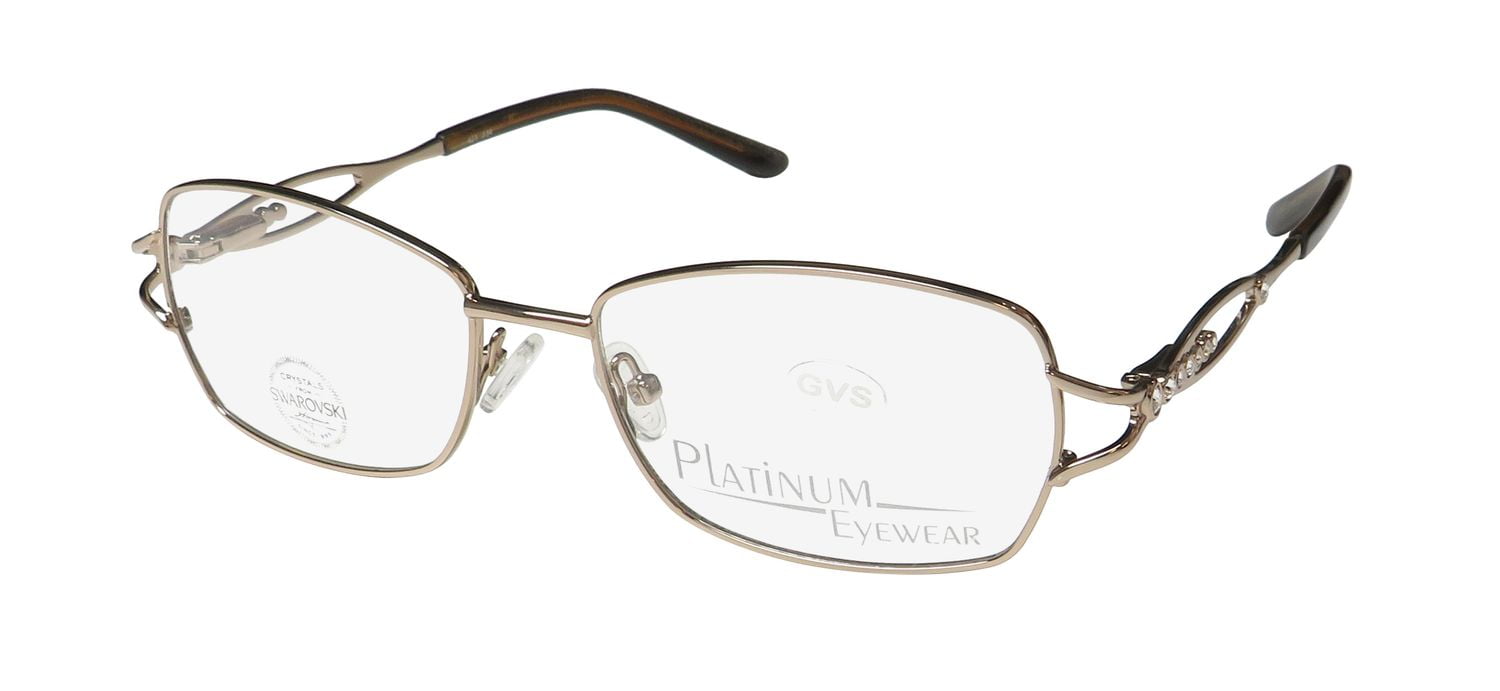 Platinum 421 Eyeglass Frameeyewear With Genuine Swarovski Crystals On 1401