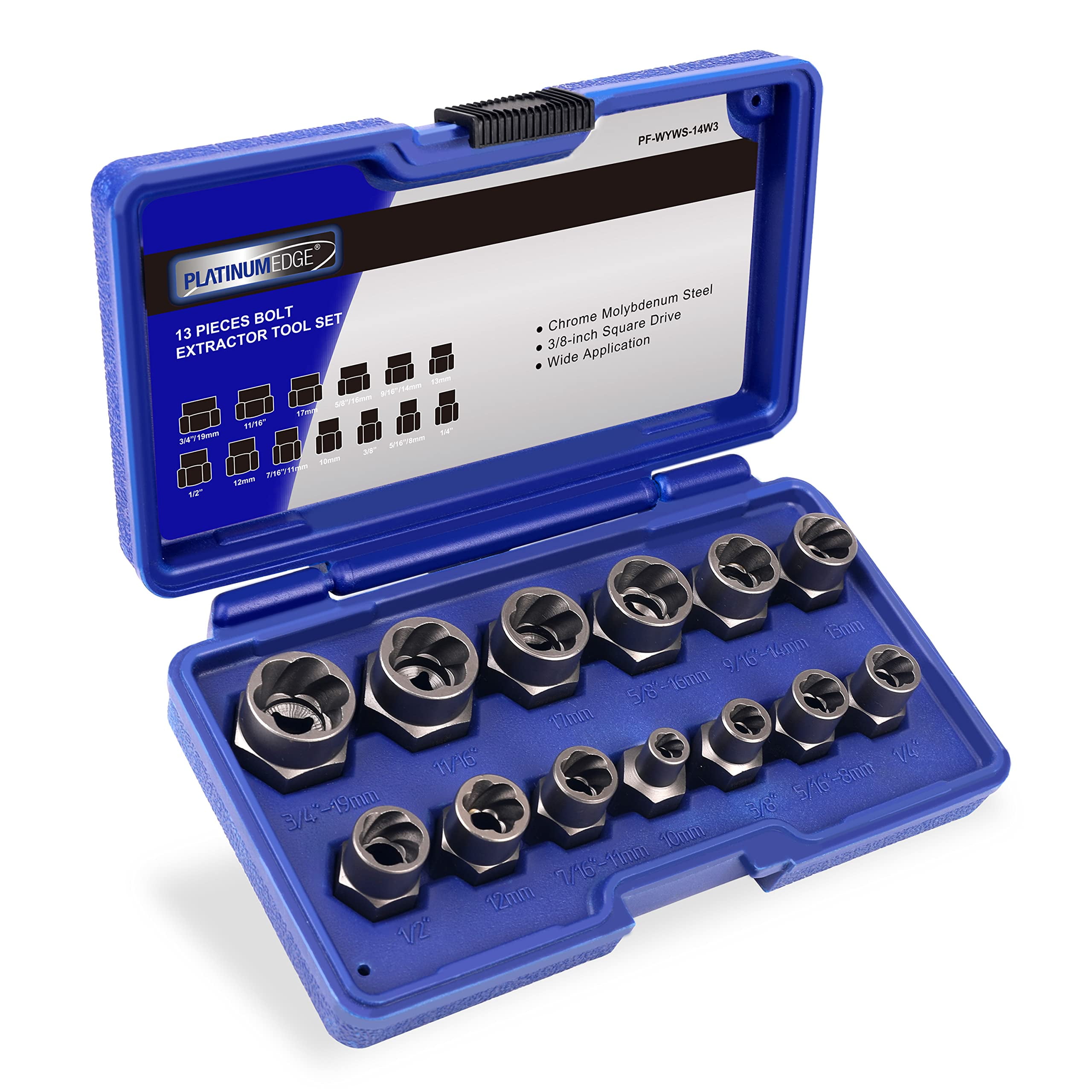 PLATINUMEDGE 13 Pieces Impact Bolt & Nut Remover Set, Stripped Bolt ...