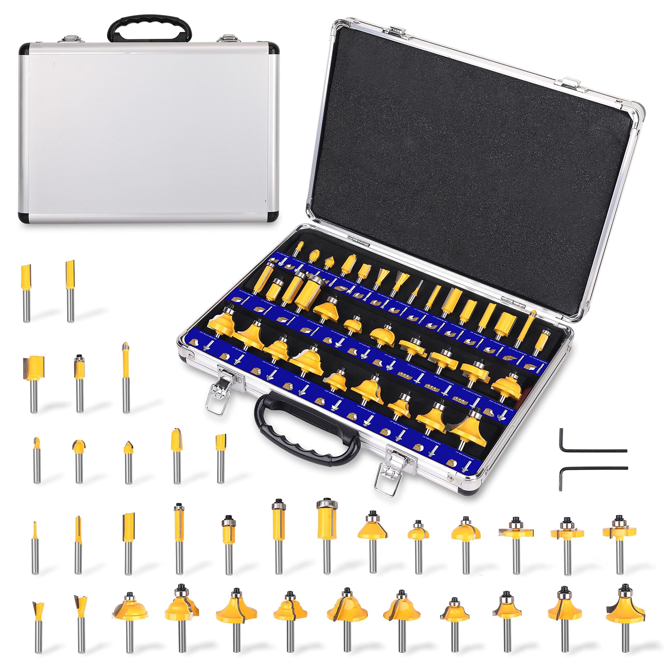 PLATINUMEDGE Router Bits Set, Tungsten Carbide Router Bits Set 1/4 ...