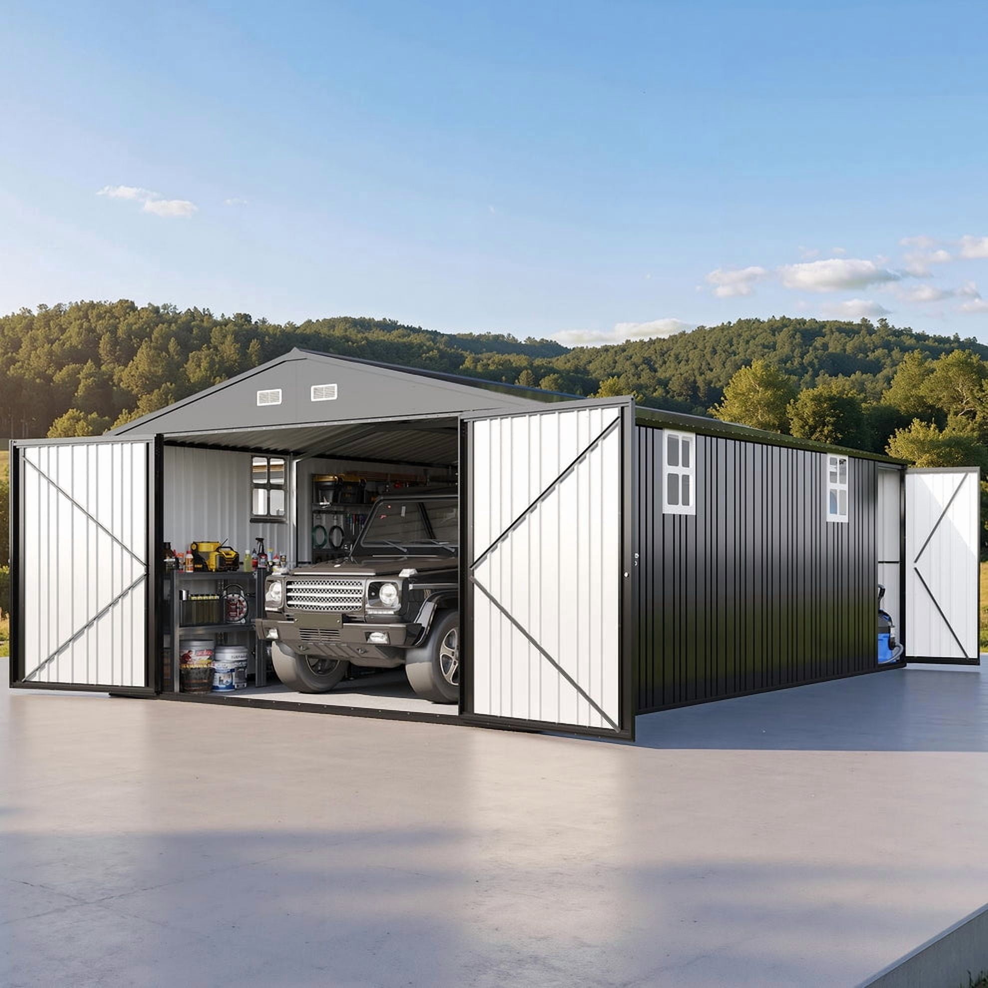 PLAUIN 12.7×20.1FT Outdoor Metal Garage Shed, Extra Large Storage Shed ...