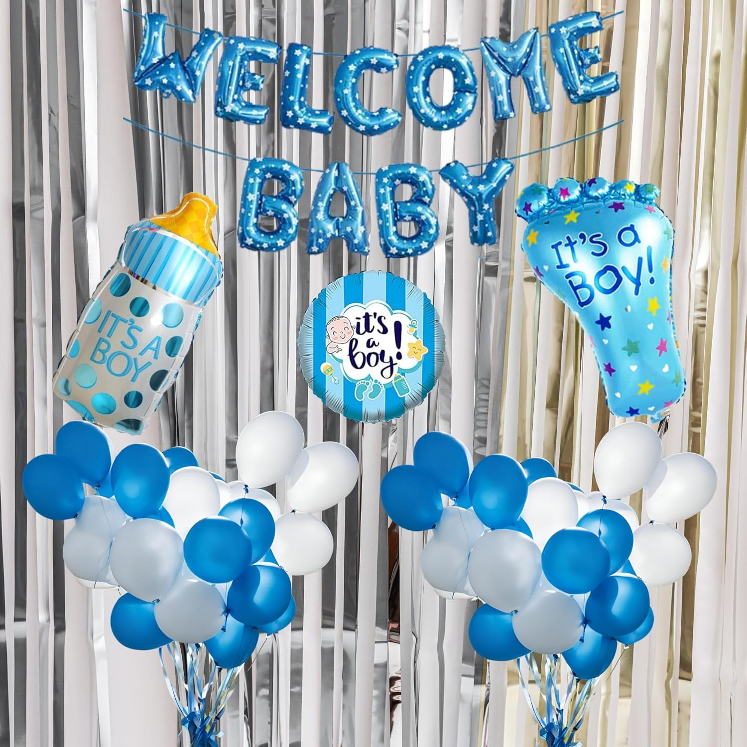 PLAY AND PARTY Welcome Home Baby Decoration Kit46Pcs Combo Baby Boy ...