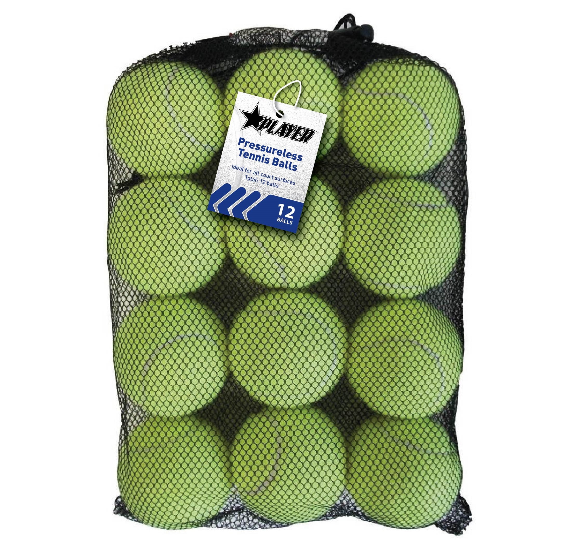 PLAYER Pressureless Tennis Balls (12 Pack) - Walmart.com