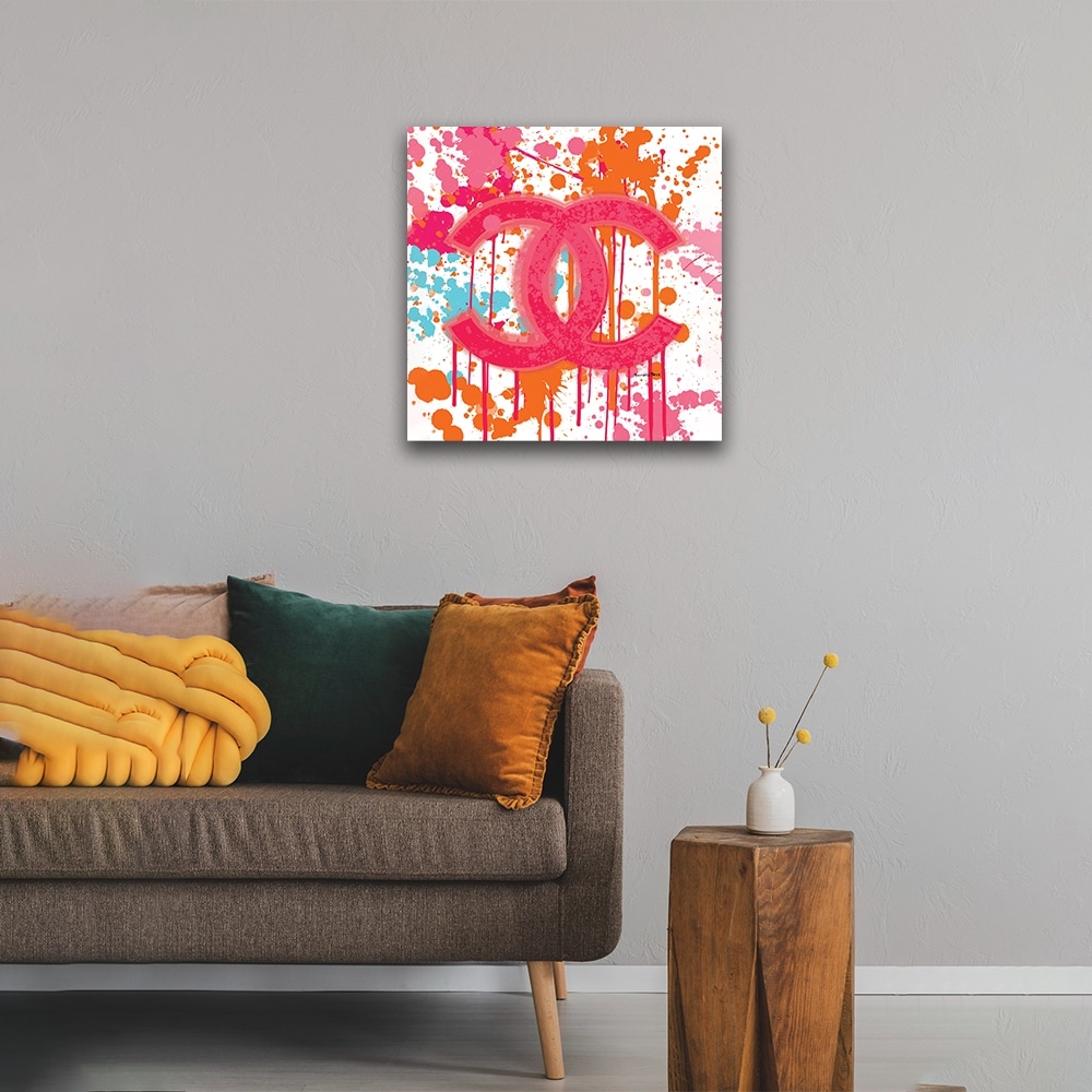 PLAYFUL SPLATTER PAINT DESIGN FASHION BRAND LOGO - 14"x14" Canvas ...