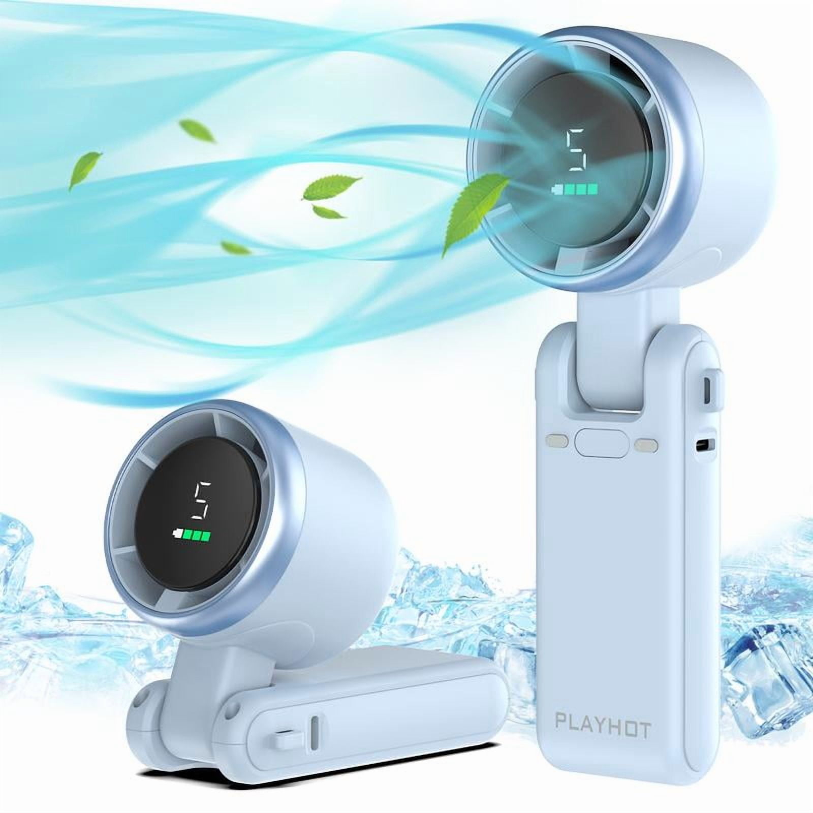 PLAYHOT Portable Handheld Turbo Fan - 5 Gears, 4000mAh Battery (Up to 10H Use), 3-in-1 ...