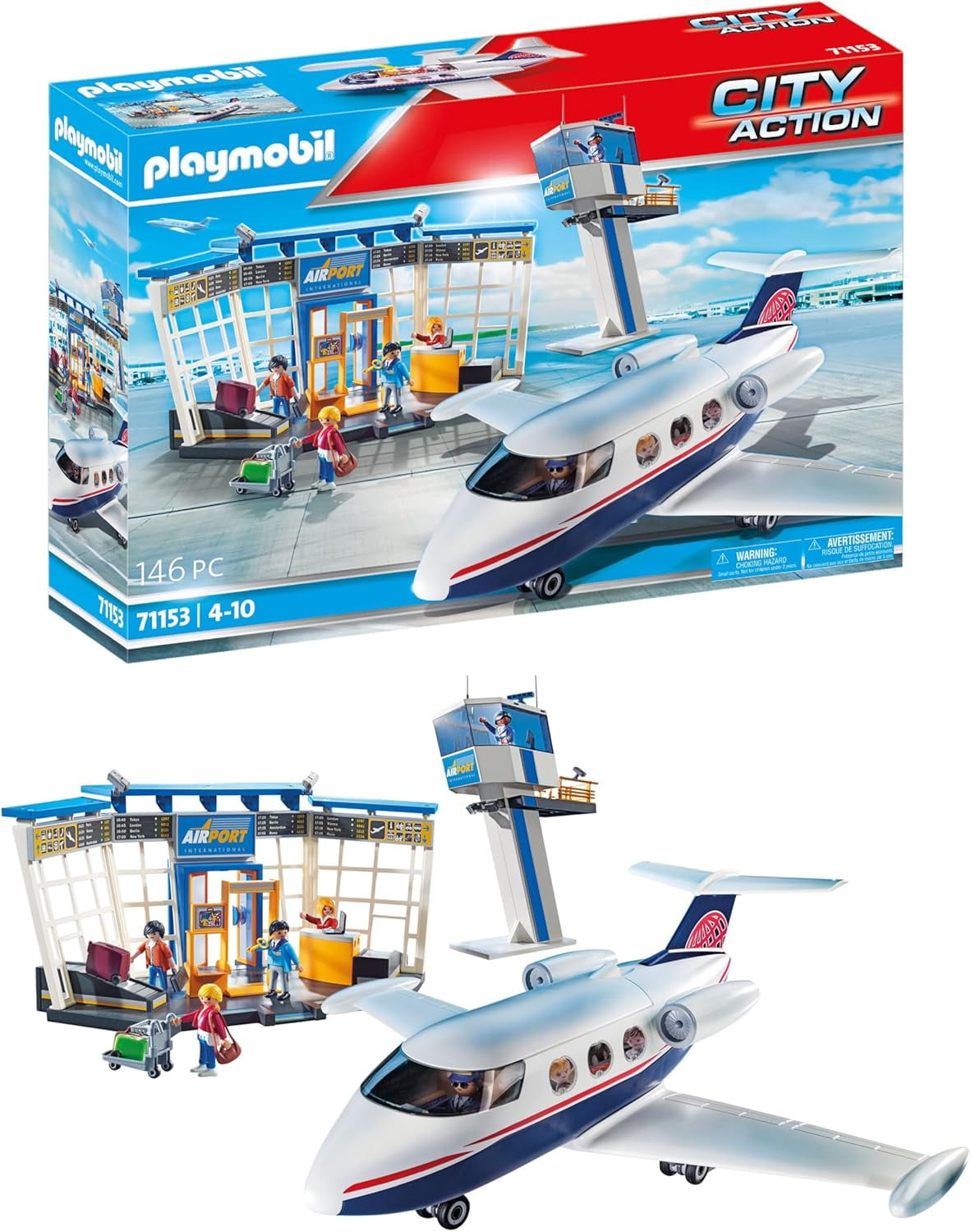 PLAYMOBIL City Action 71153 Airport with Airplane, Includes Toy Plane ...