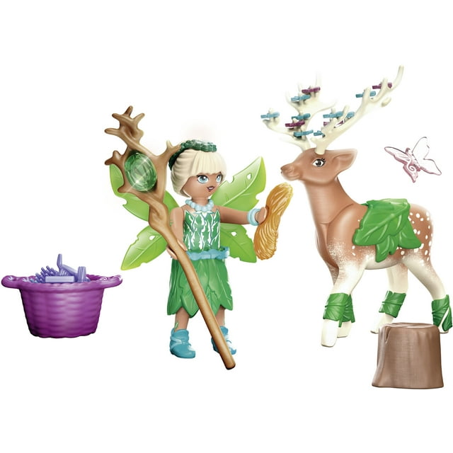 PLAYMOBIL Forest Fairy with Soul Animal Action Figure Set, 39 Pieces ...