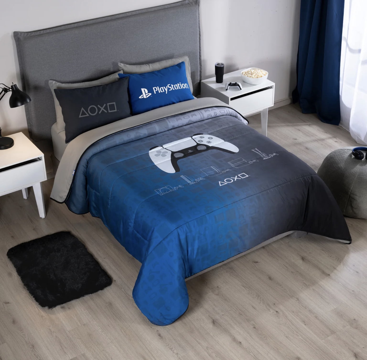 PLAYSTATION GAMER SOFT TEXTURE REVERSIBLE COMFORTER SET 3 PCS QUEEN ...