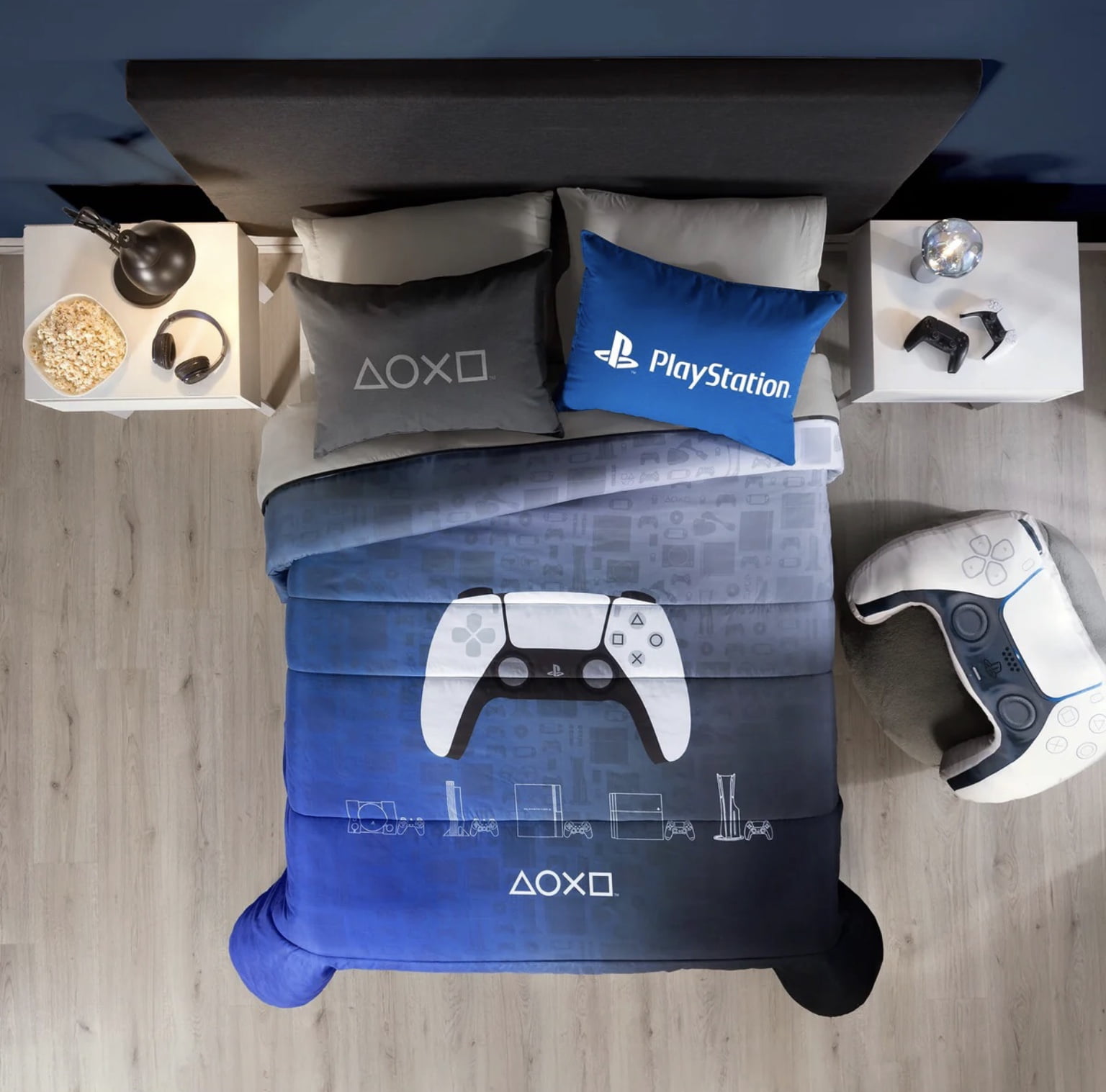 PLAYSTATION GAMER SOFT TEXTURE REVERSIBLE COMFORTER SET AND PILLOW 3 ...