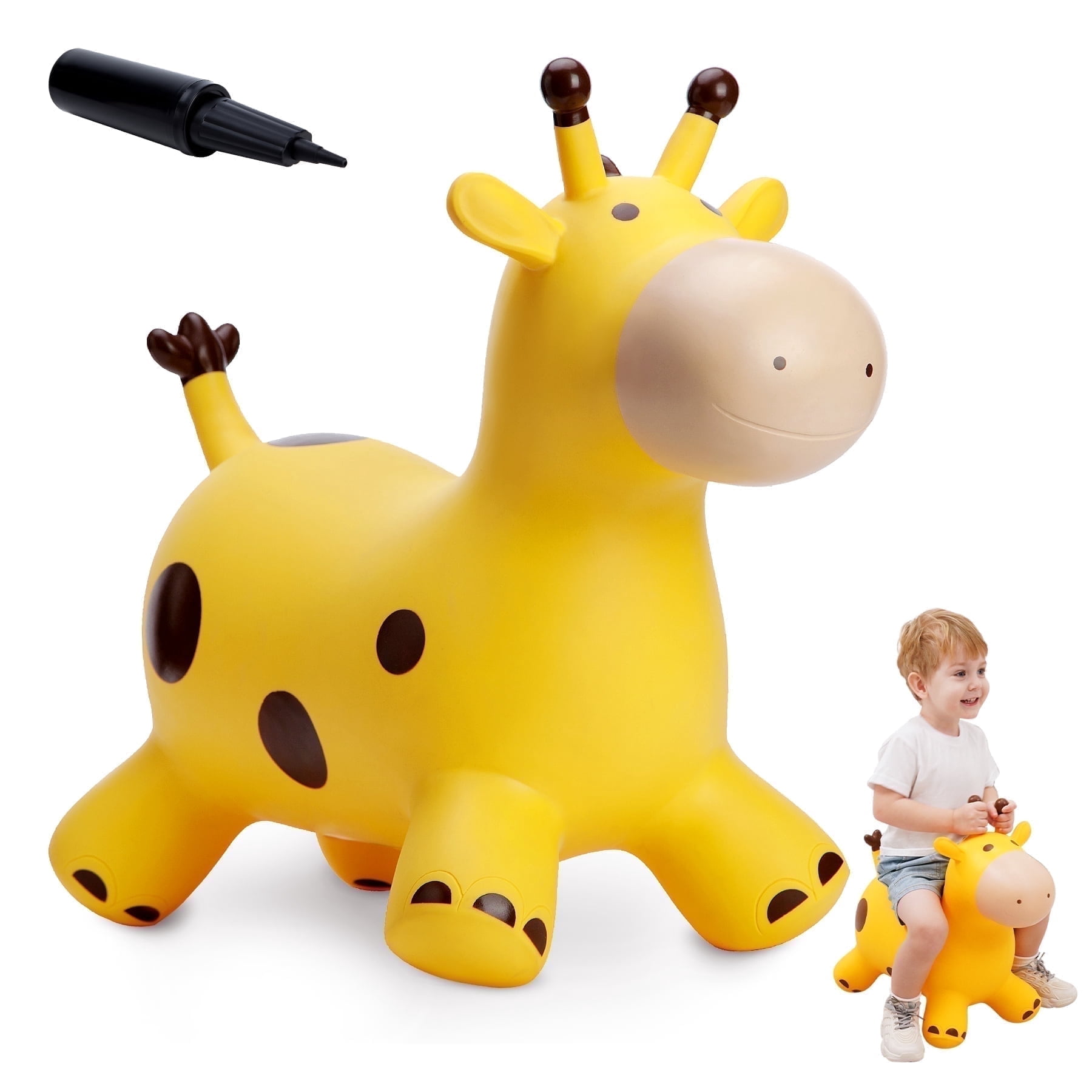 PLAYZAP Giraffe Bouncy Hopper - Inflatable Toys with Pump for Toddlers ...