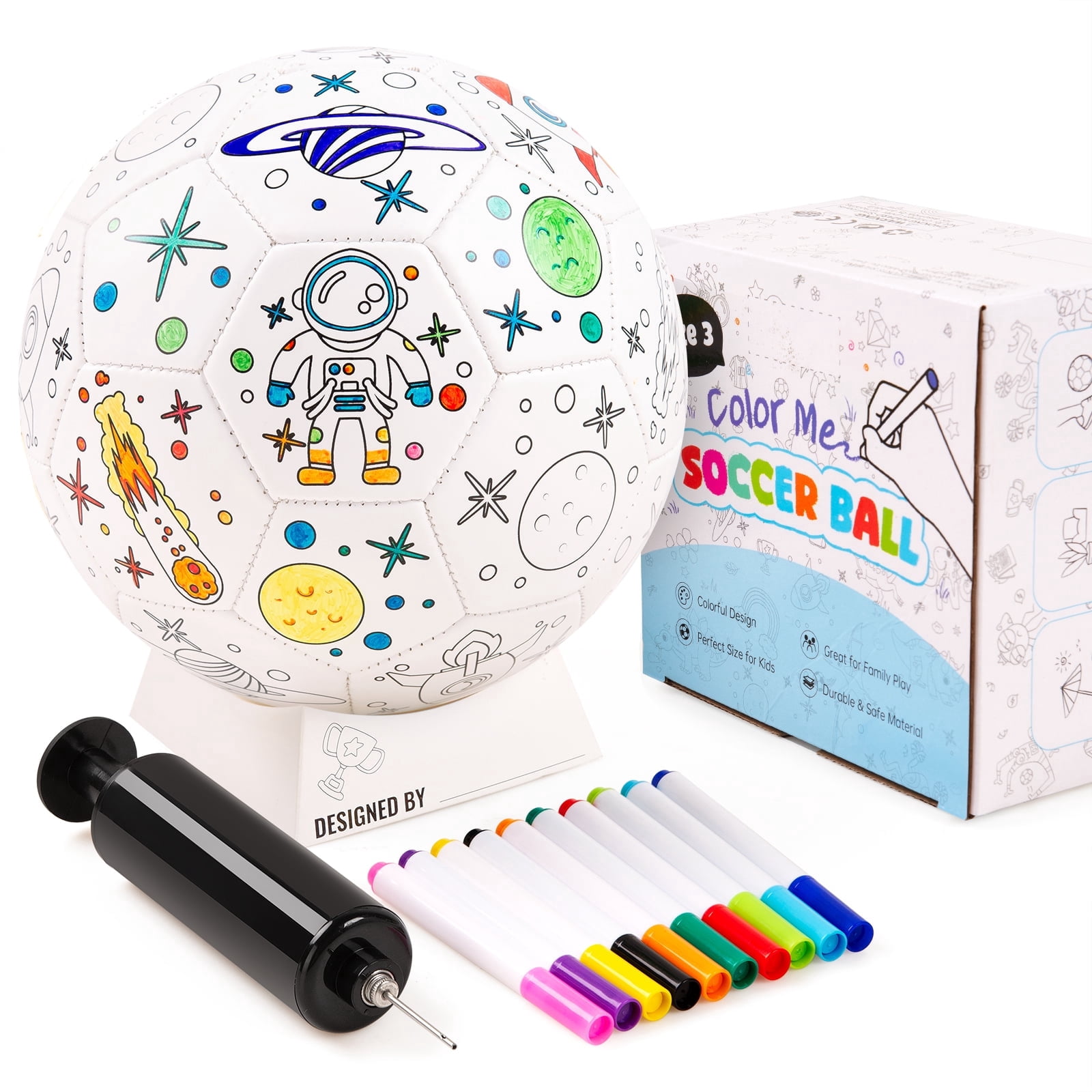 PlayZap, Color Your Own Soccer Ball, Size 3, Includes Markers & Pump ...