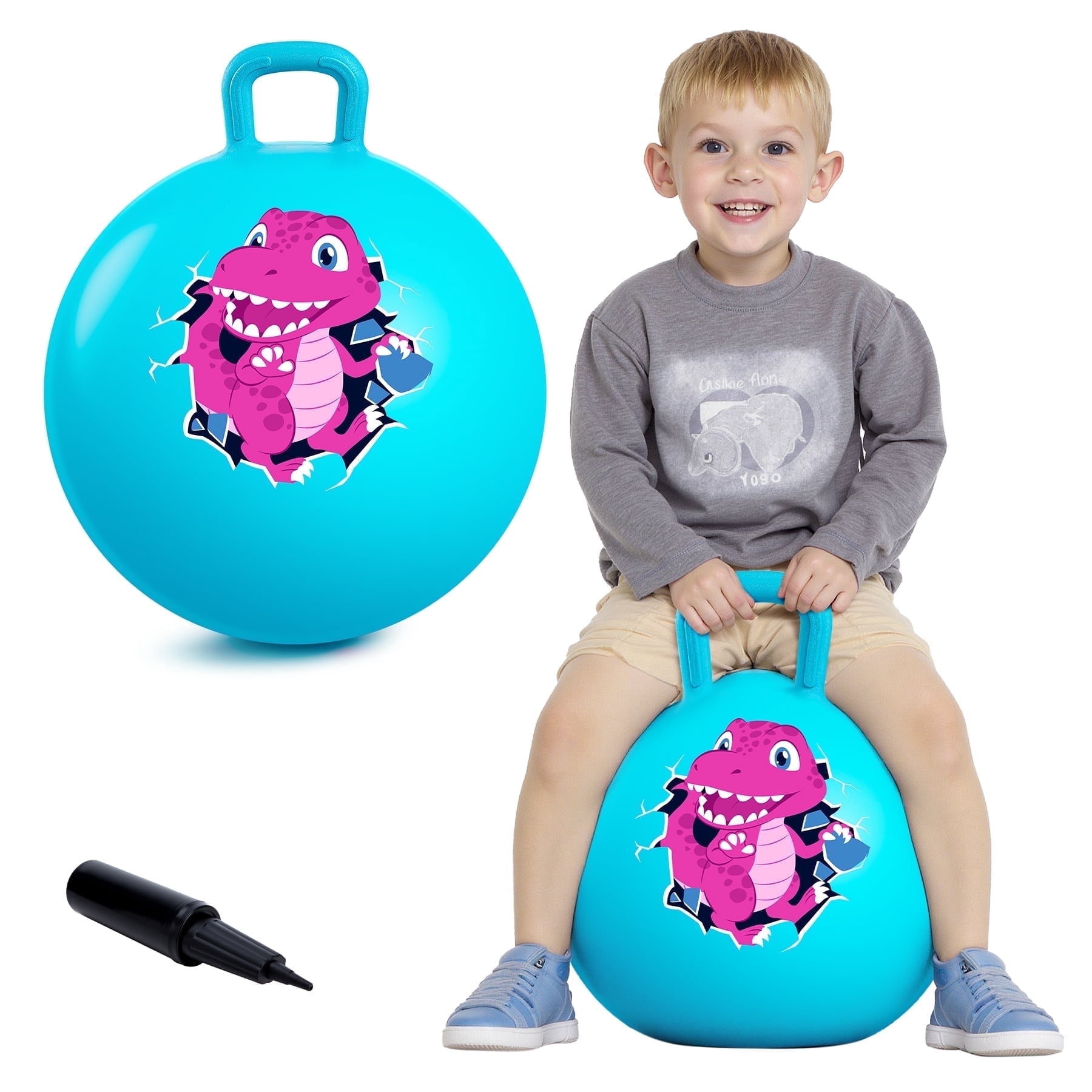 PLAYZAP Hopper Ball, Bouncy Ball with Handle for Kids, 18-inch Hippity ...