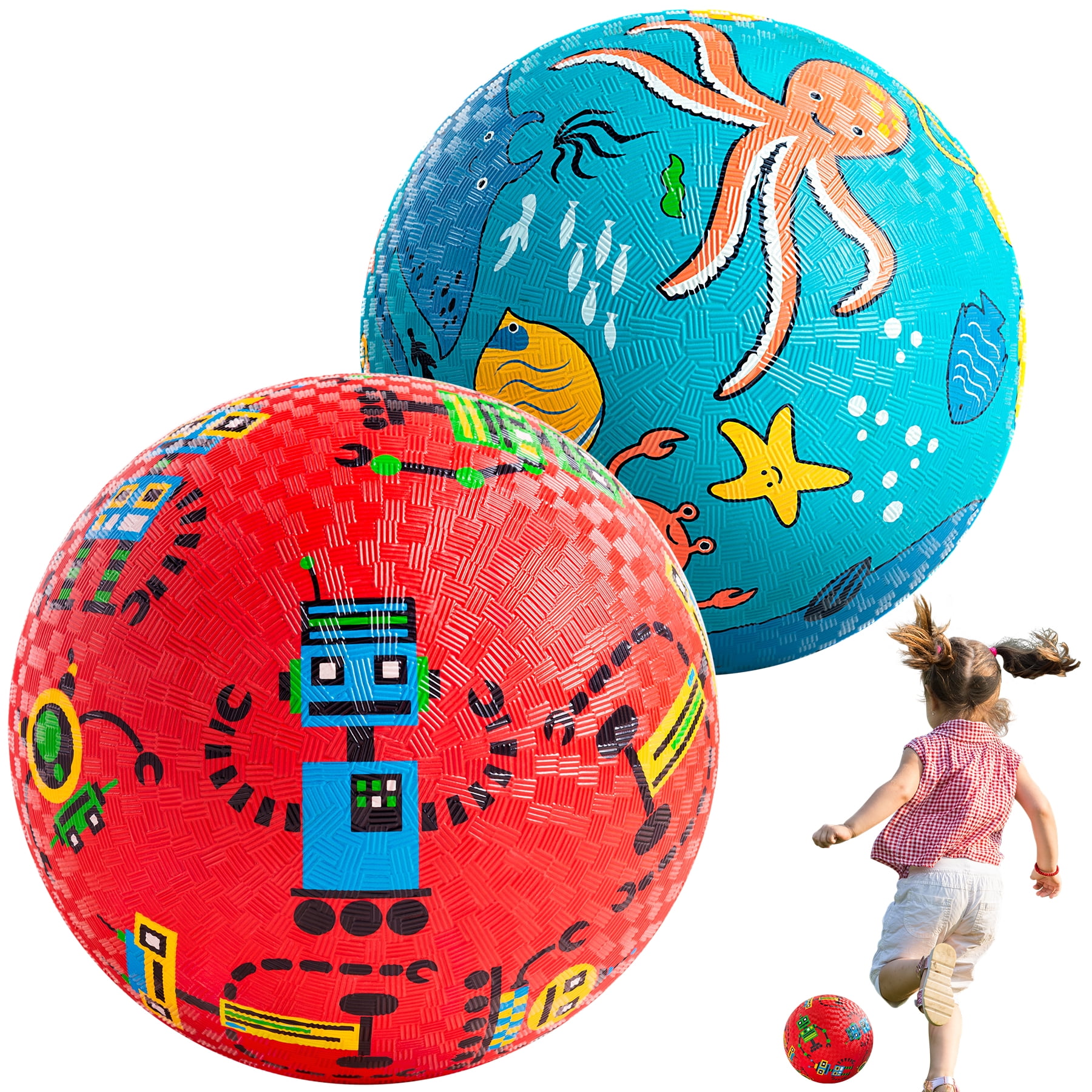 PLAYZAP Planet 2 Pack Playground Balls for Toddler Kids, 6 inch 8.5 ...