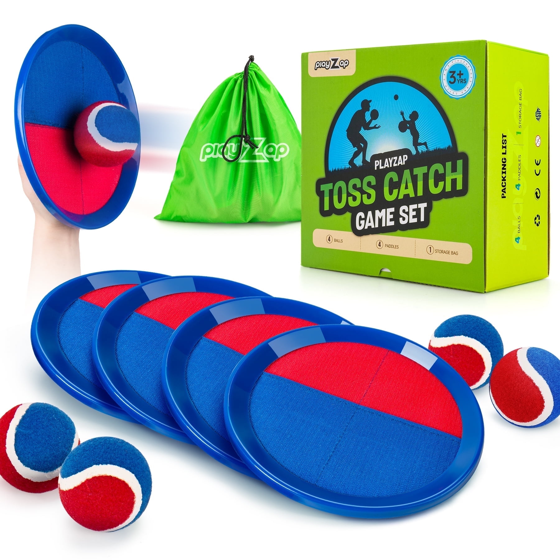PLAYZAP Toss and Catch Ball Set - Outdoor Toys for Kids ages 3 4-8 ...