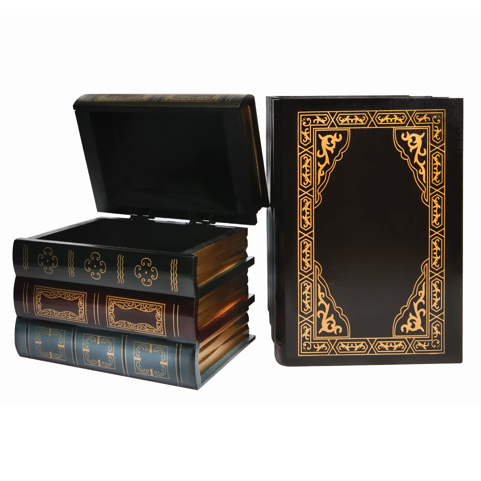 PLAZOTTA 2 Pack Decorative Book Boxes Wooden Antique Book Decorations ...